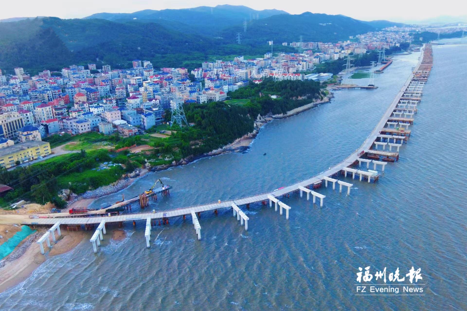 北郭特大桥海上桩基完工 福清两千米长龙入海